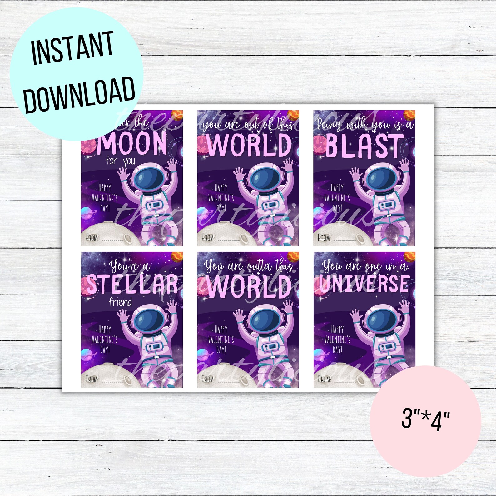 Printable Outer Space Valentine's Day Cards for School, Galaxy ...