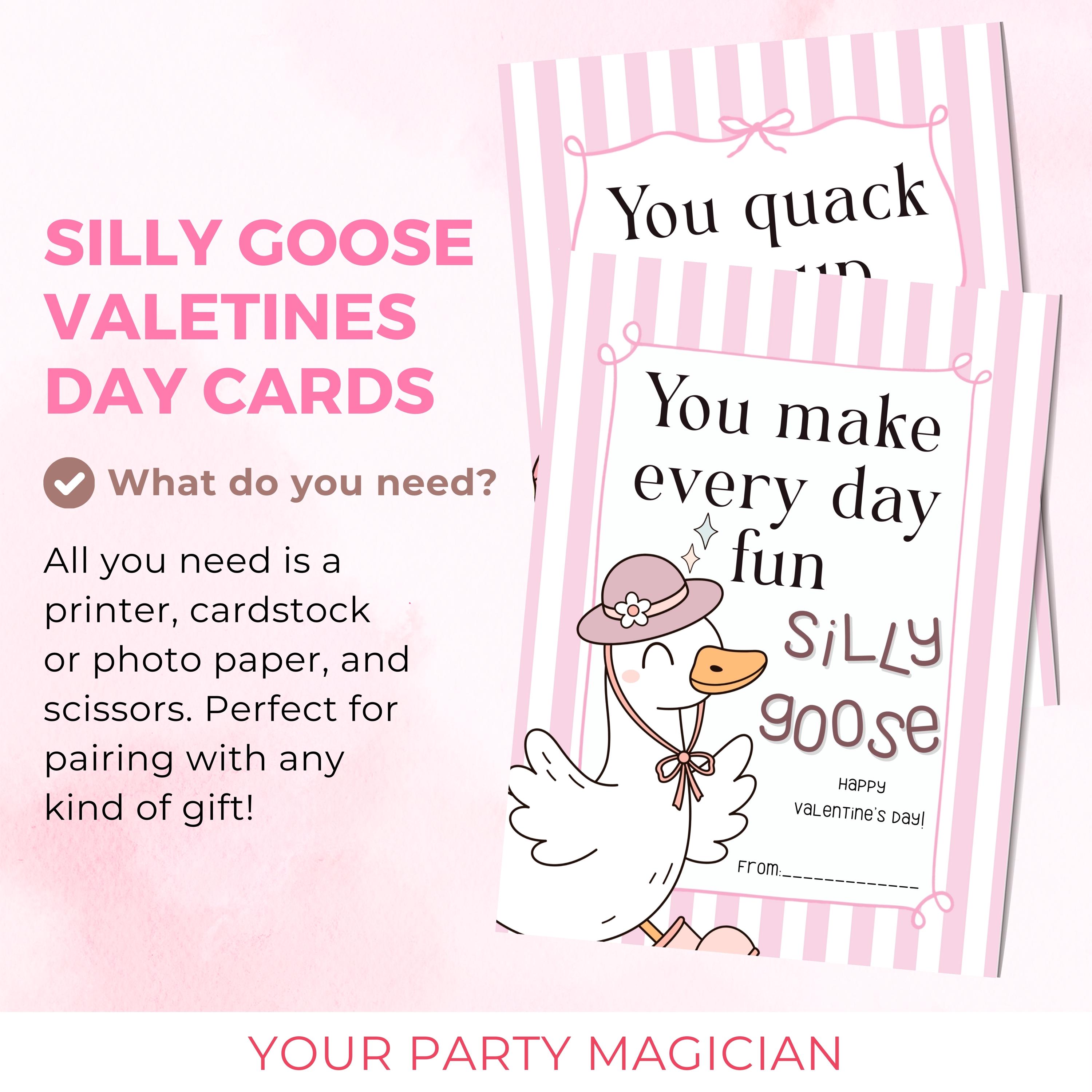 Printable Silly Goose Valentine's Card, Girls Sarcastic Funny Goose ...