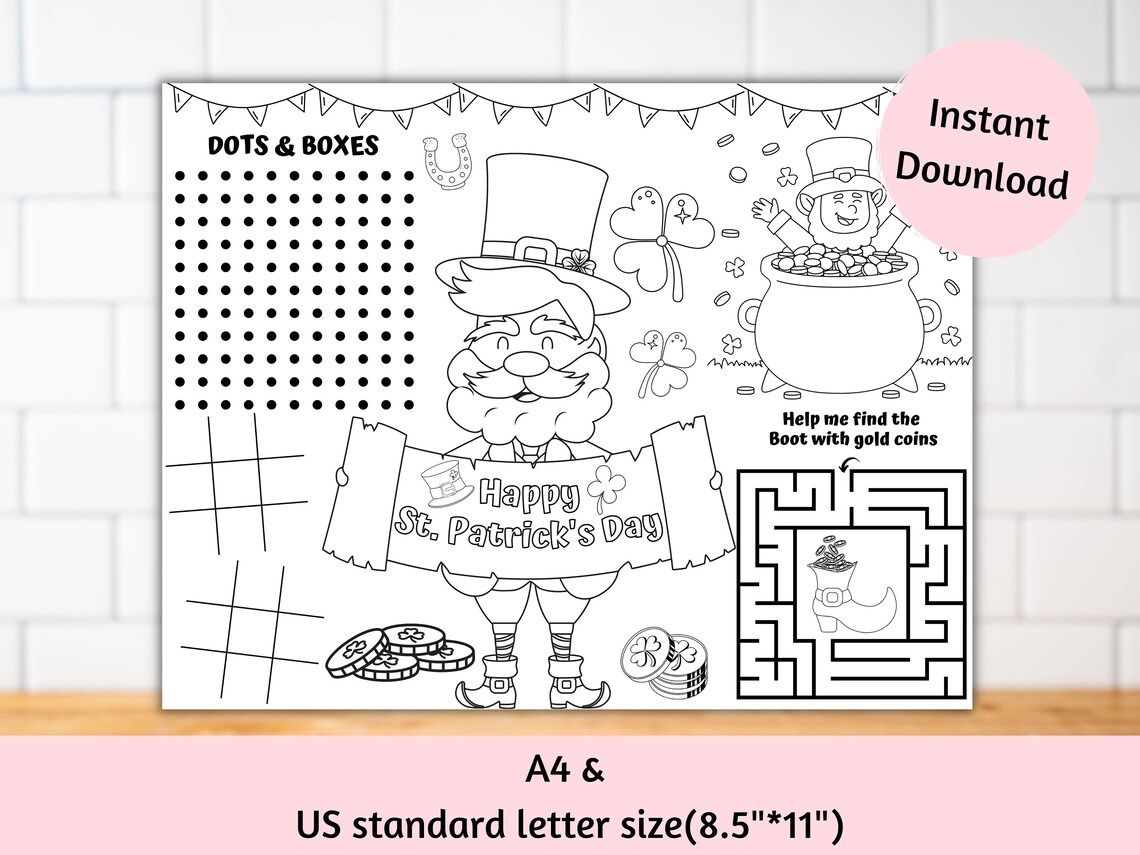 Printable St Patrick's Day Coloring Sheet, Saint Patricks Day Activity ...