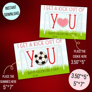 Printable Soccer Valentines Day Cookie Card, Valentines for School ...