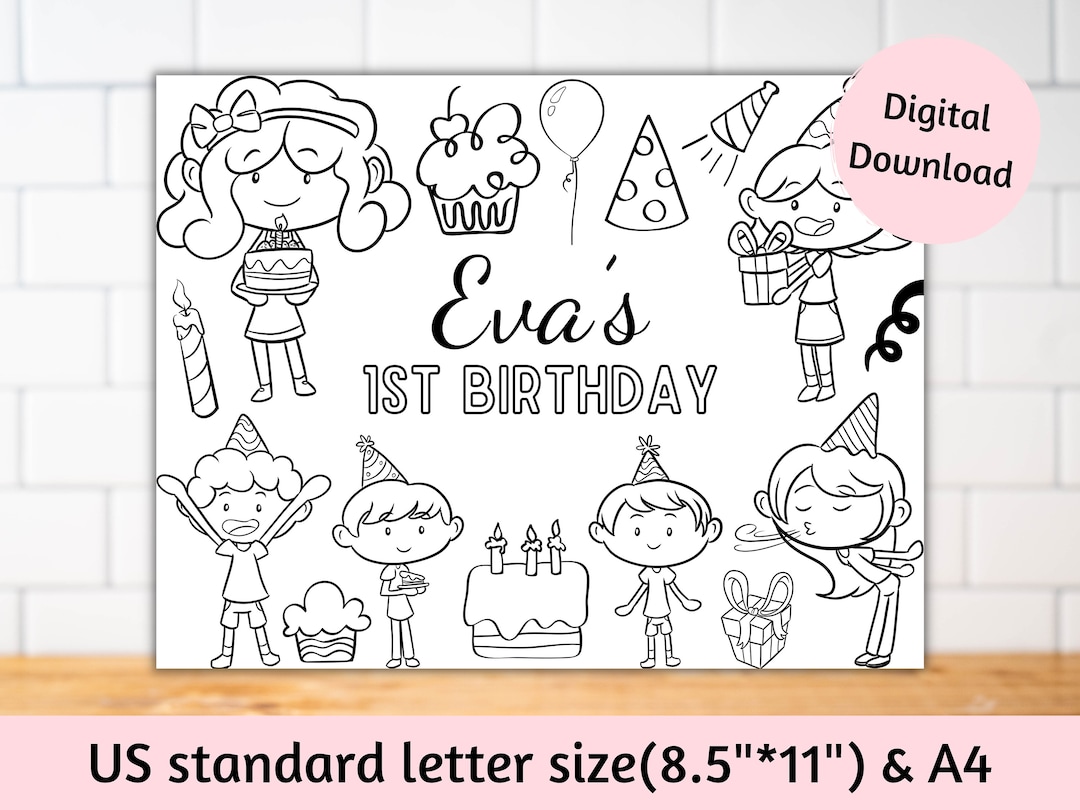 Personalized Birthday Coloring Page for Kids Party Favors, Birthday ...