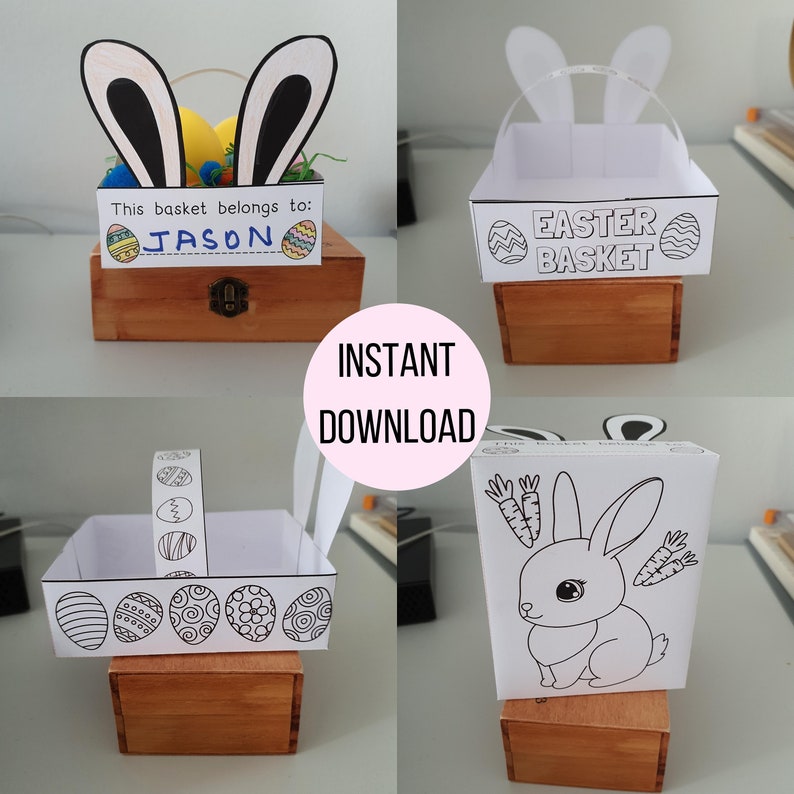 Printable Easter Basket DIY Paper for Kids Simple Easy to - Etsy
