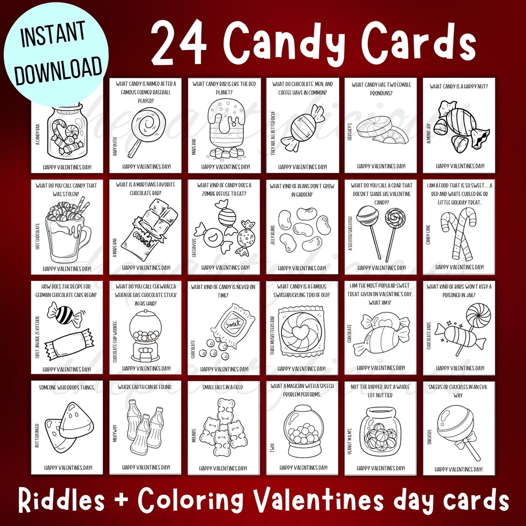 Kids Classroom Riddles + Coloring Valentines Day Cards, Preschool ...