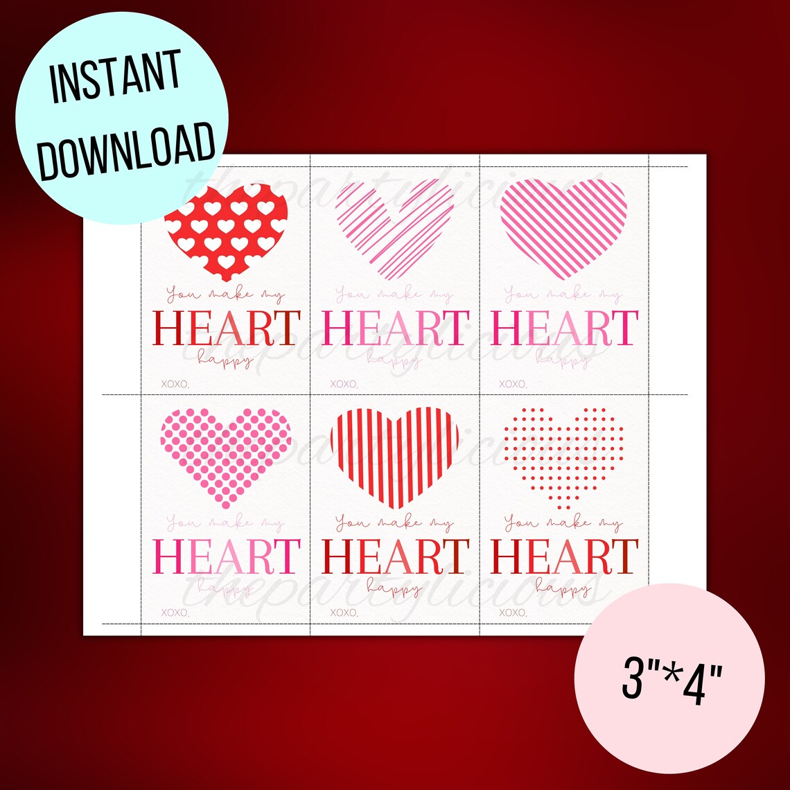 Printable Kids Valentine Cards for School, Heart Valentine Cards ...