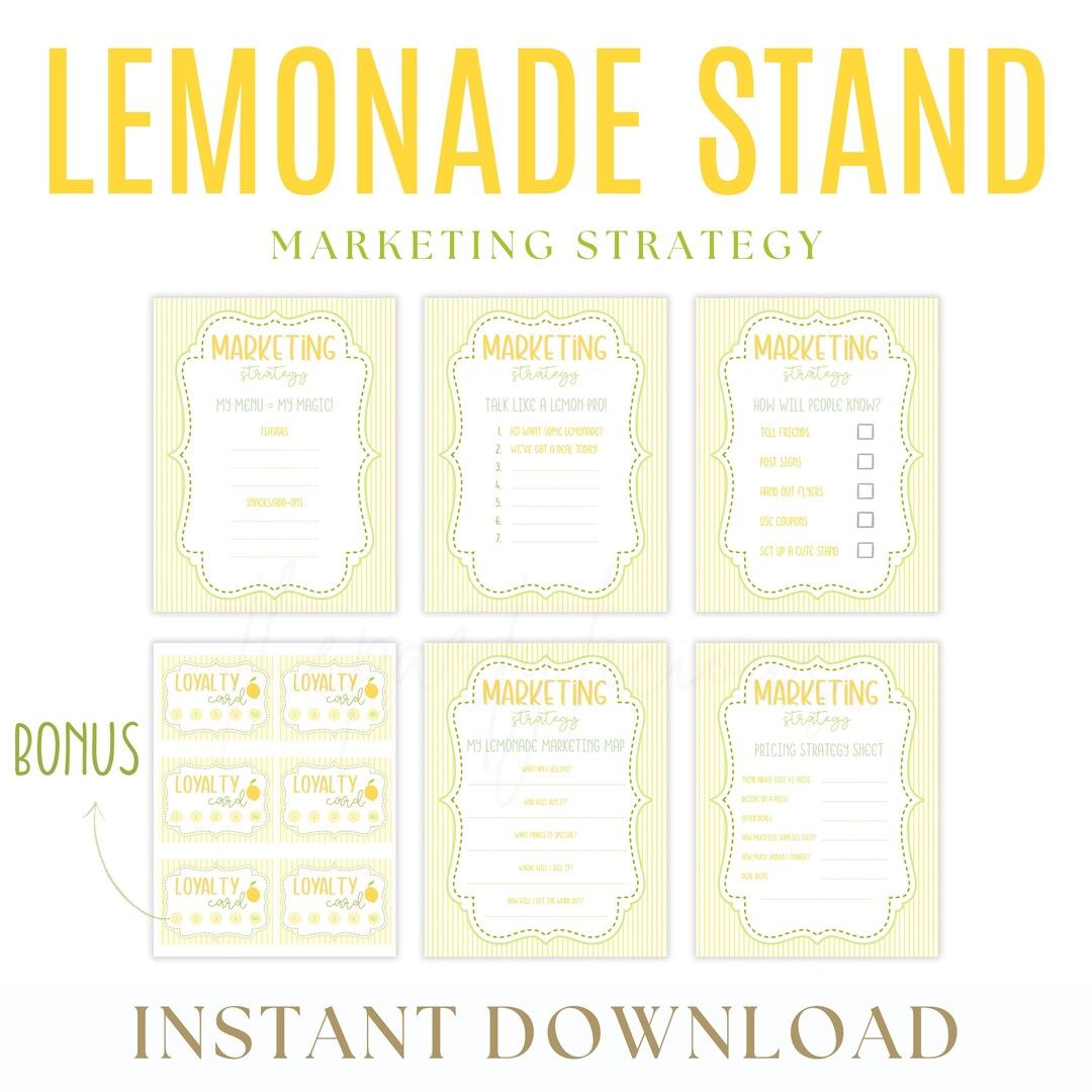 Printable Lemonade Stand Bundle - Marketing & Advertising Kit | Pretend ...