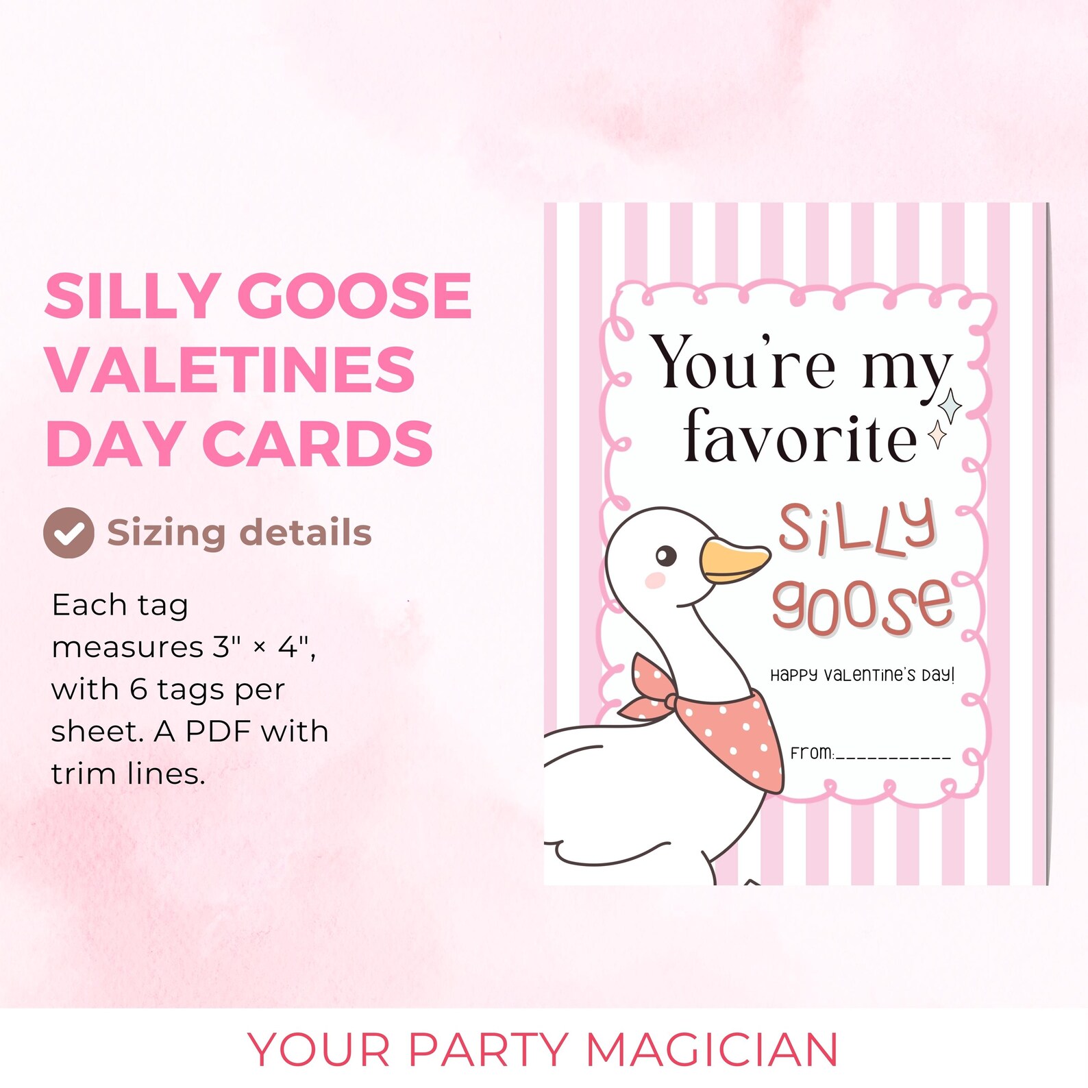 Printable Silly Goose Valentine's Card, Girls Sarcastic Funny Goose ...