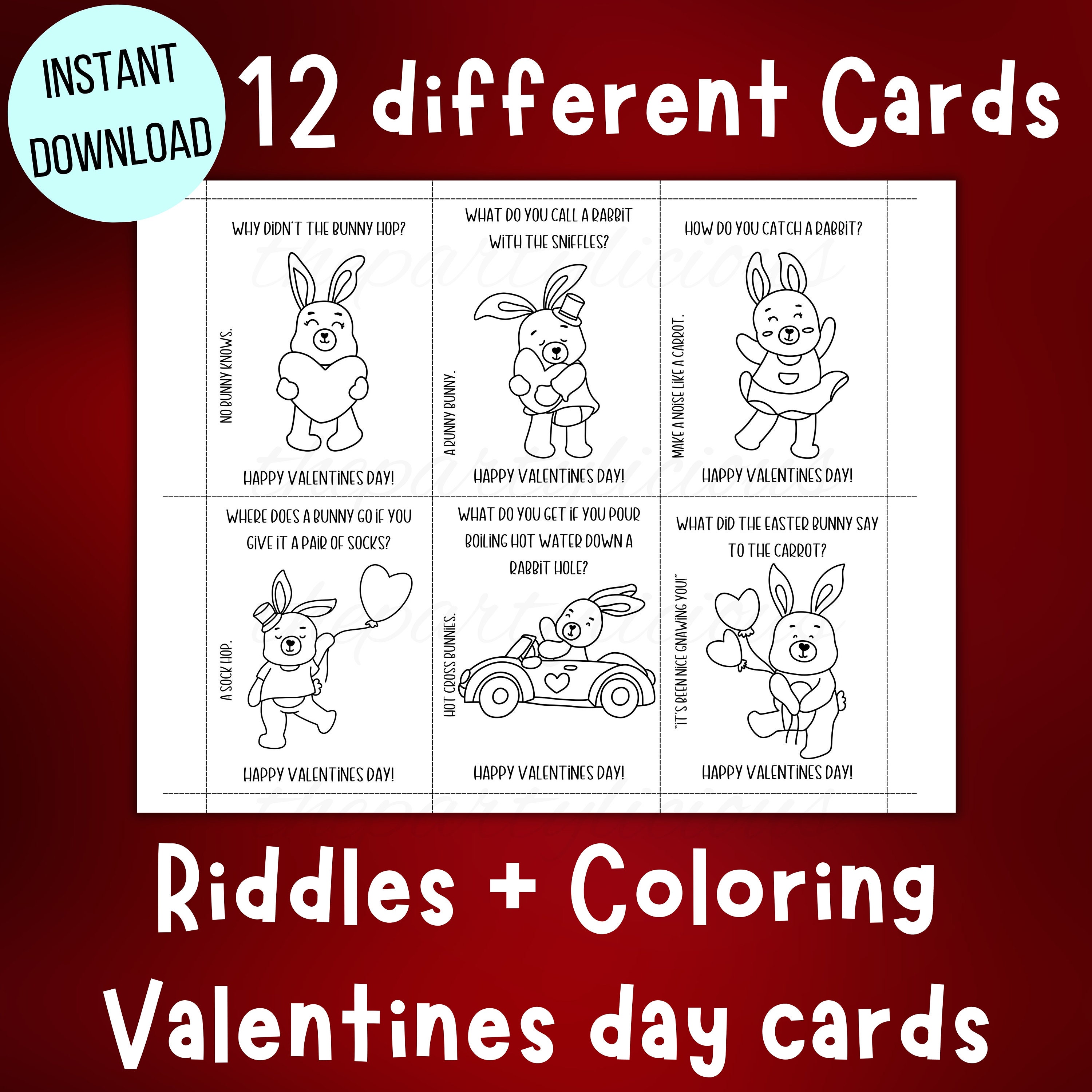 Kids Classroom Riddles Coloring Valentines Day Cards - Etsy