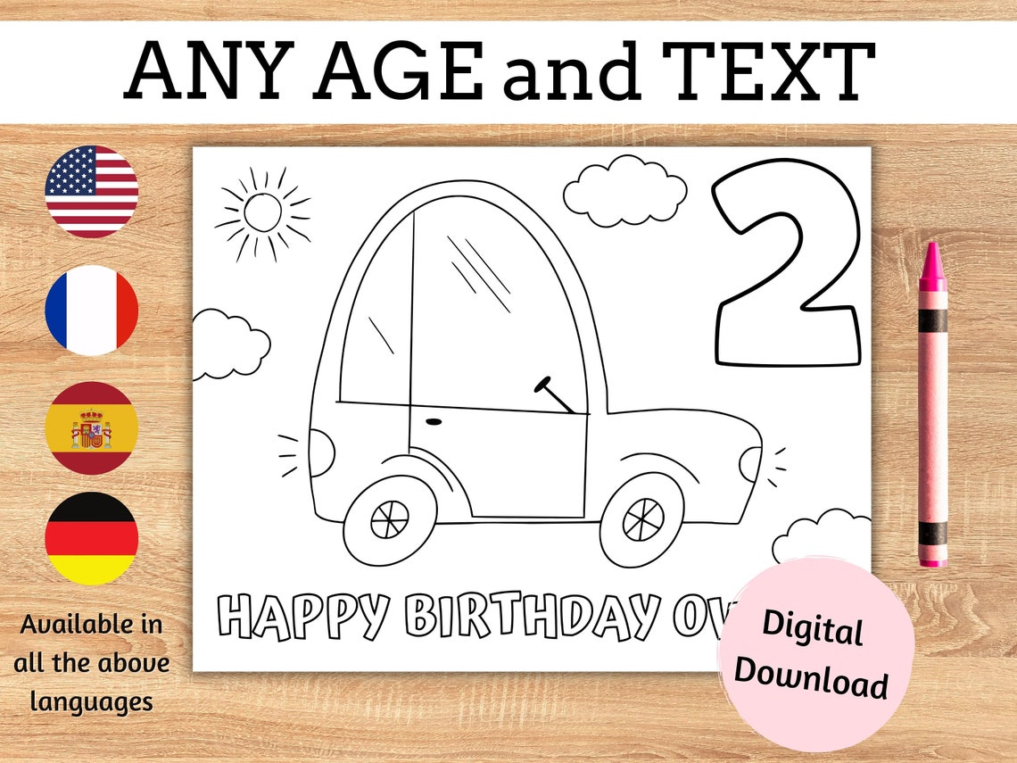 Printable Cars Coloring Sheet, Transportation Birthday Party Games ...