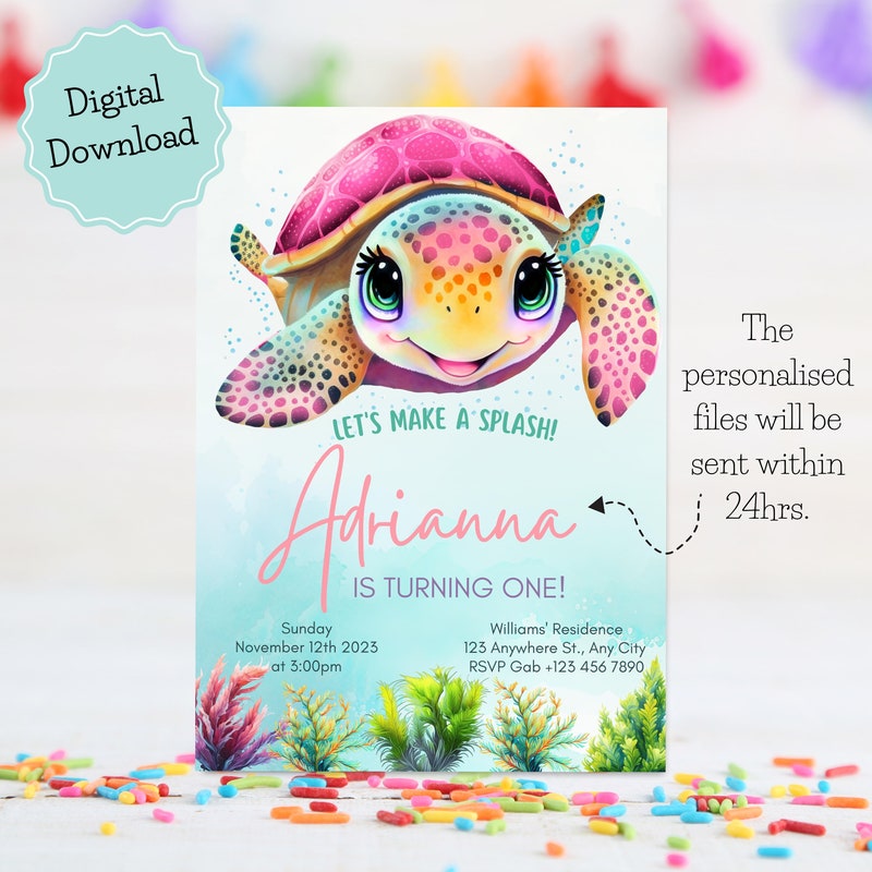 Turtle Invitation - Etsy