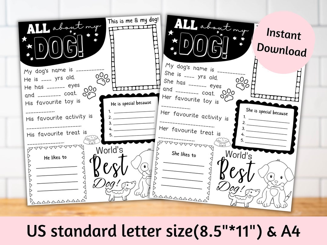 Printable All About My Pet, Pet Birthday Gift, Dog Birthday Party, Pet ...