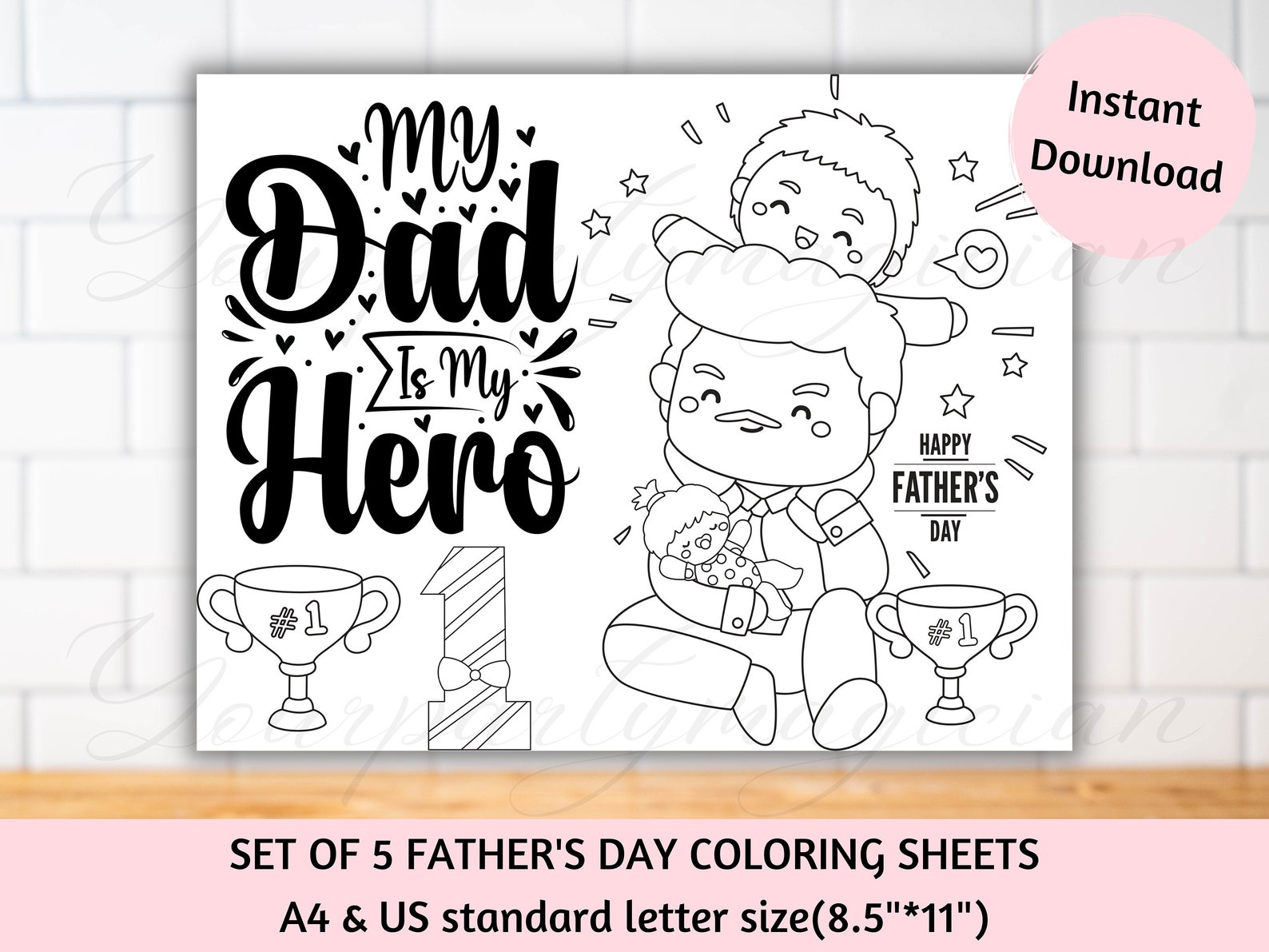 Printable Happy Father's Day Coloring Pages, Kids Coloring Activity ...