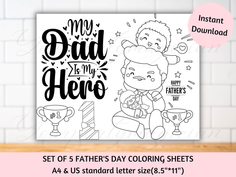 Printable Happy Father's Day Coloring Pages, Kids Coloring Activity ...