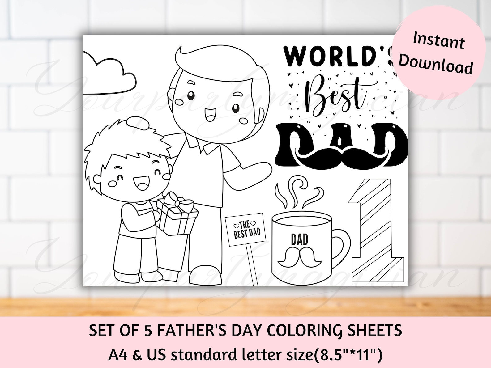 Printable Happy Father's Day Coloring Pages, Kids Coloring Activity ...