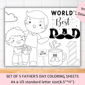 Printable Happy Father's Day Coloring Pages, Kids Coloring Activity ...
