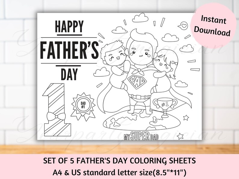 Printable Happy Father's Day Coloring Pages, Kids Coloring Activity ...