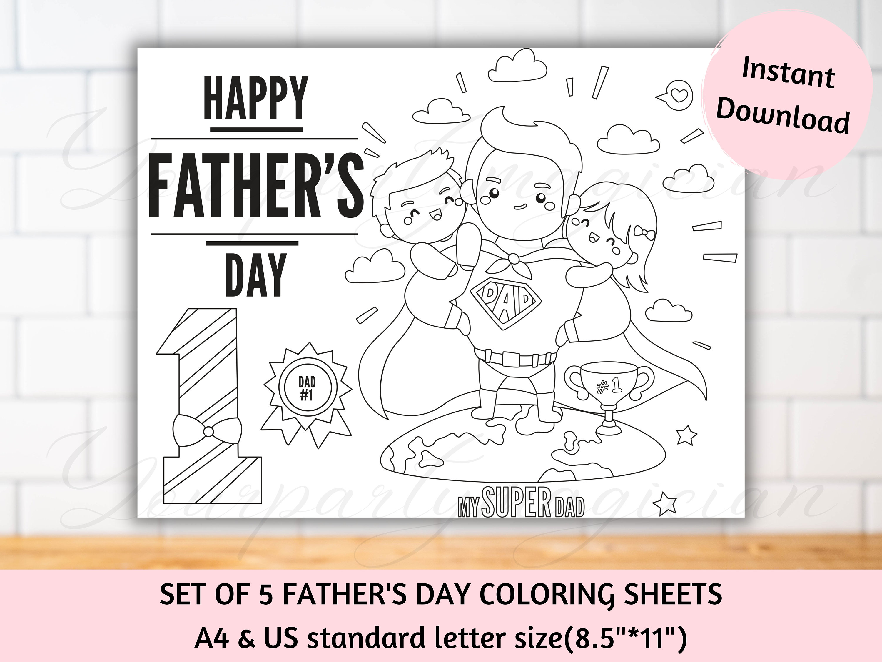 Printable Happy Father's Day Coloring Pages, Kids Coloring Activity ...