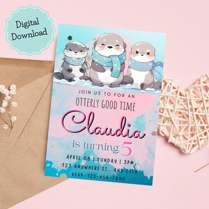 Printable Otter Birthday Party Invitation, Printable Otter Party Invite ...