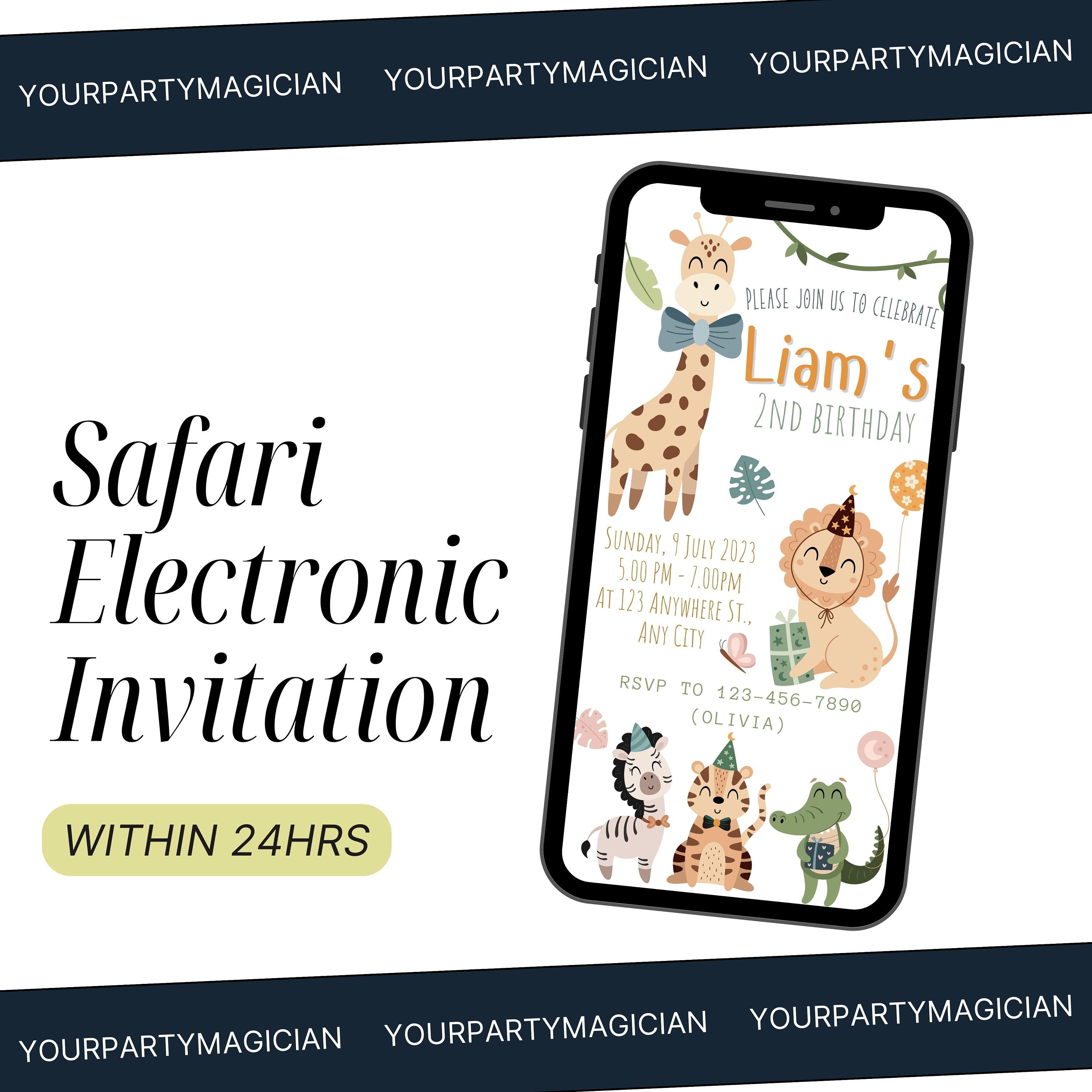 Personalized Safari Whatsapp Invitation Jungle Animals Party - Etsy