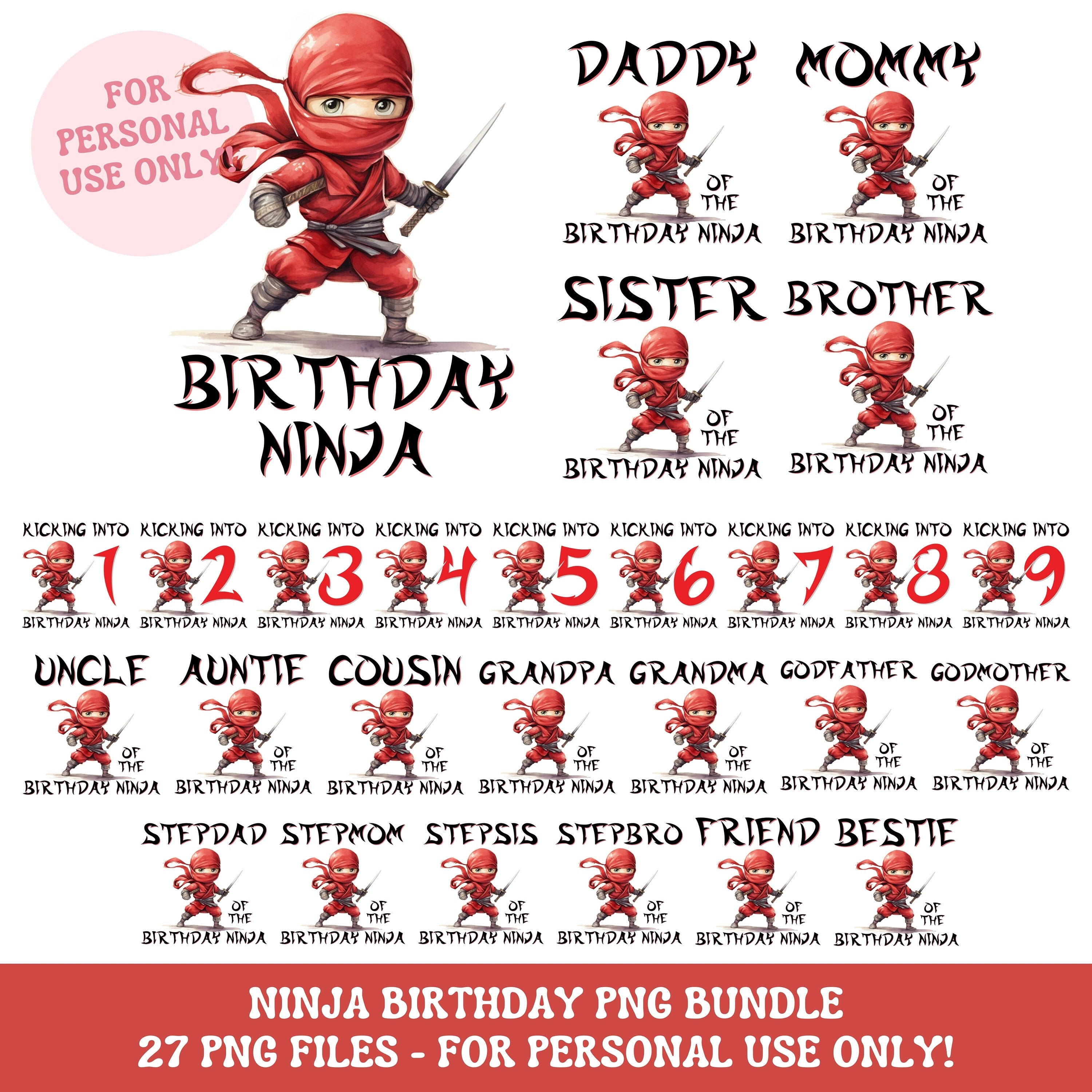 Ninja Birthday Shirt PNG Sublimation, Ninja Boy Birthday Family ...