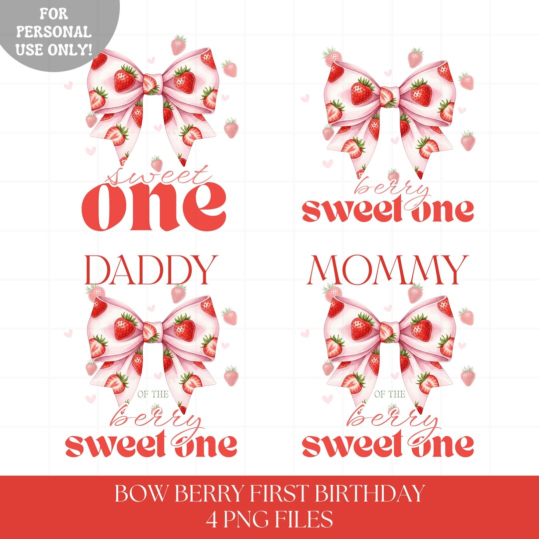 Beery First Birthday Png Sublimation, Strawberry 1st Birthday Png ...