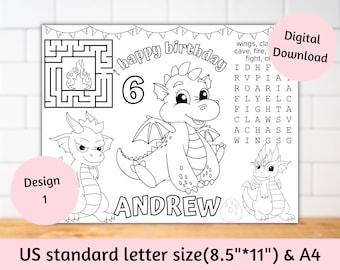 Pirate Coloring Placemat Printable Activity Placements - Etsy