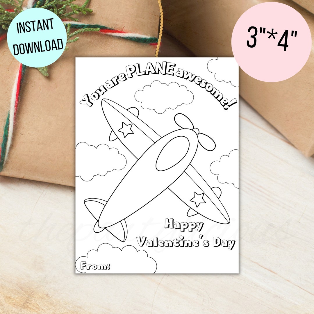 Printable Airplane Valentines Day Cards for School, Aeroplane ...