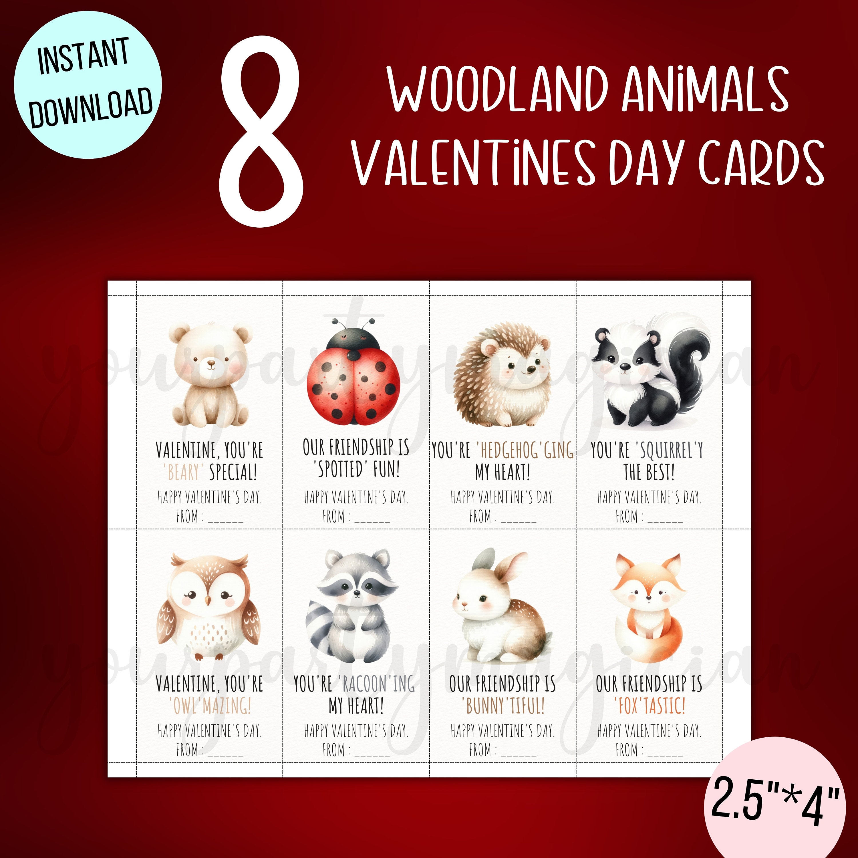 Printable Woodland Animals Valentine's Cards, Woodland Animals ...
