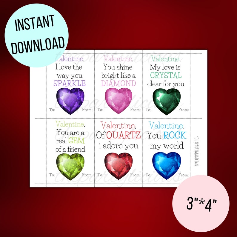 Printable Geode Valentine Cards, Crystal Valentine Cards, Classroom ...