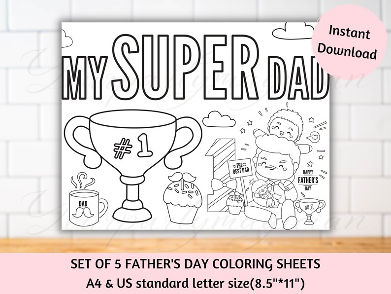 Printable Happy Father's Day Coloring Pages, Kids Coloring Activity ...