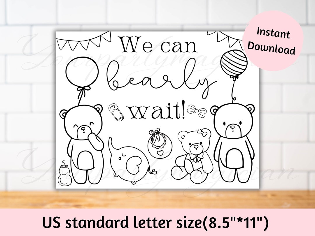 We Can Bearly Wait Baby Shower Activity Sheet, Teddy Baby Shower ...