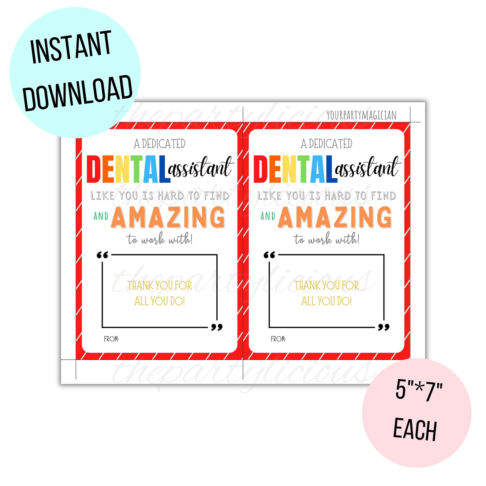 Printable Dental Assistant Week Cards, Happy Dental Assistant ...