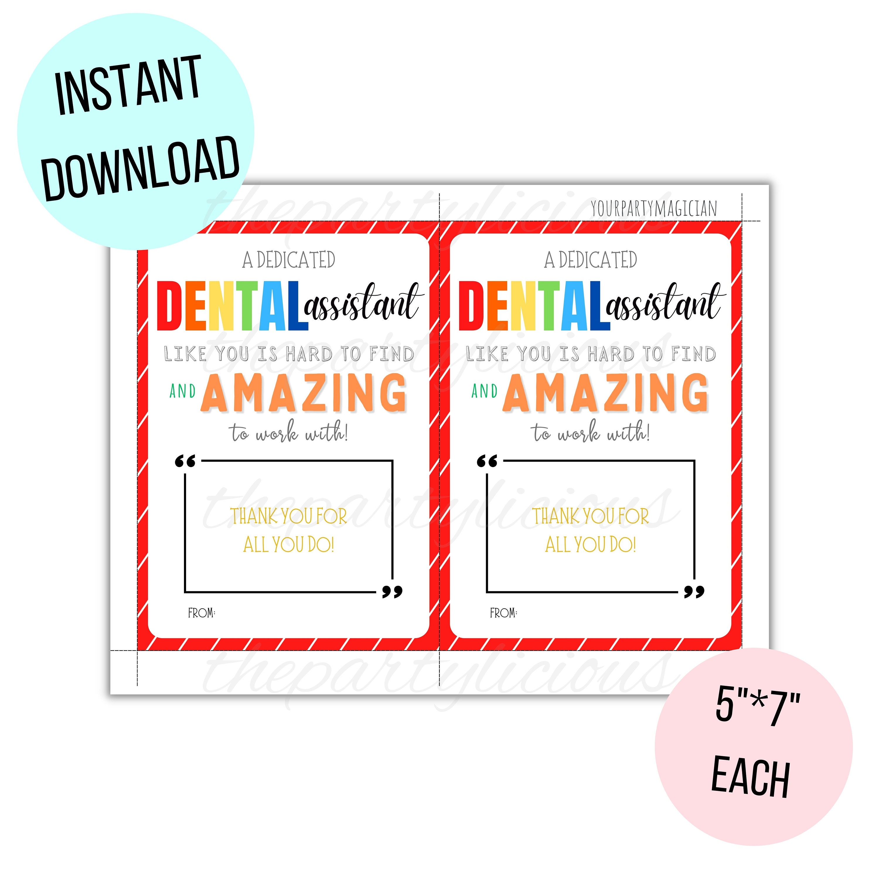 Printable Dental Assistant Week Cards, Happy Dental Assistant ...
