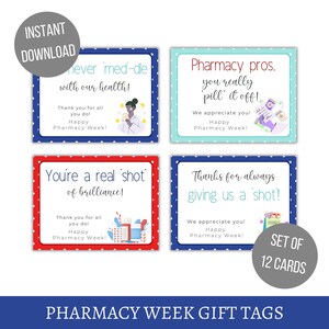 Printable Pharmacy Appreciation Week Gift Tags, Pharmacy Week Gift ...