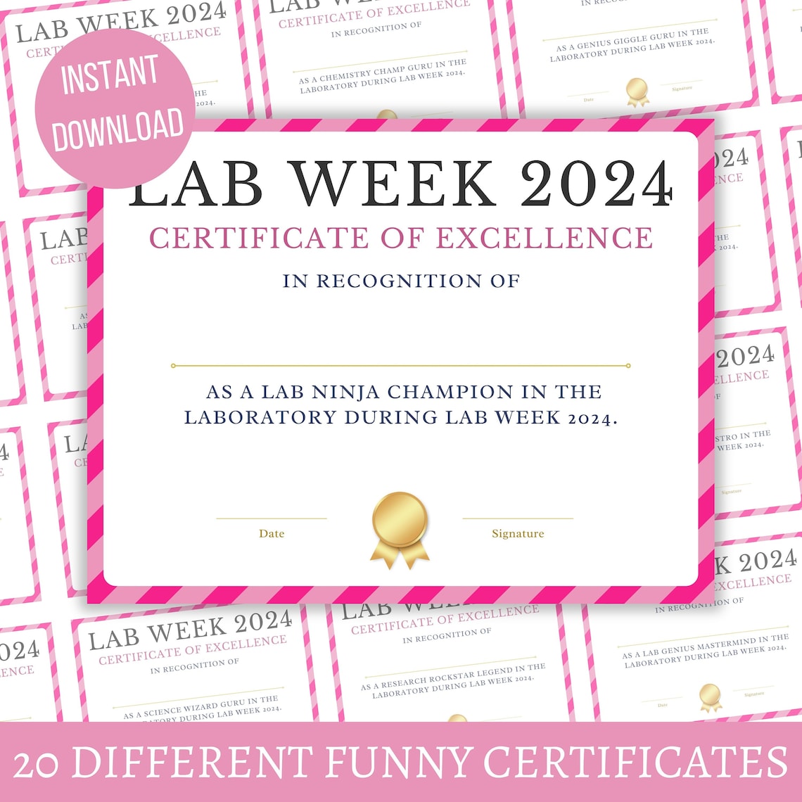 Printable Lab Week Certificate of Excellence, Laboratory Week 2024 ...