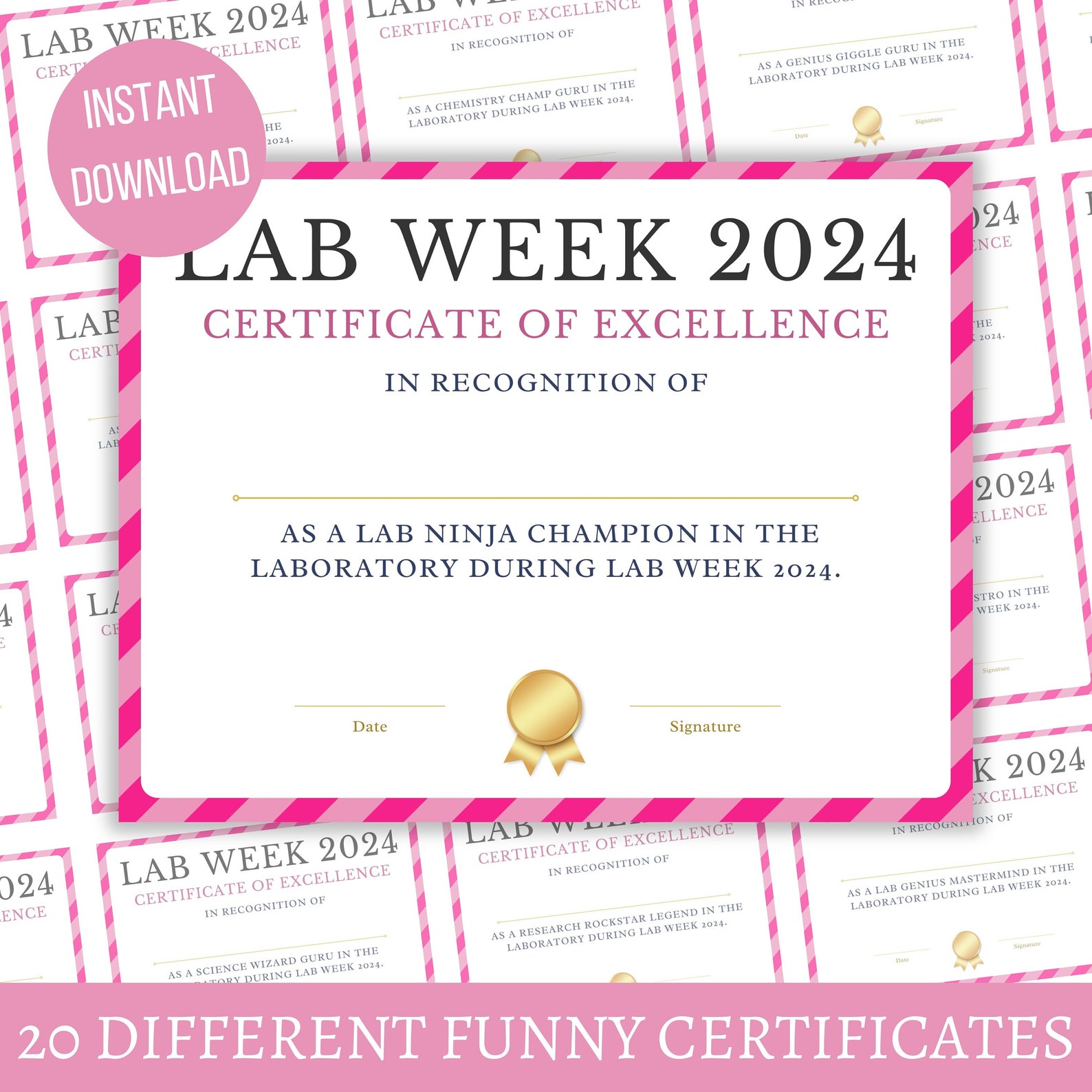 Printable Lab Week Certificate of Excellence, Laboratory Week 2024 ...