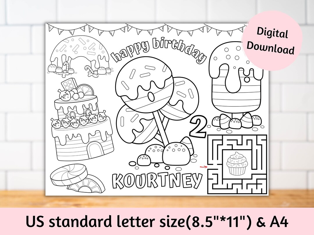 Personalized Candyland Activity Sheet, Candyland Placemats, Candyland ...