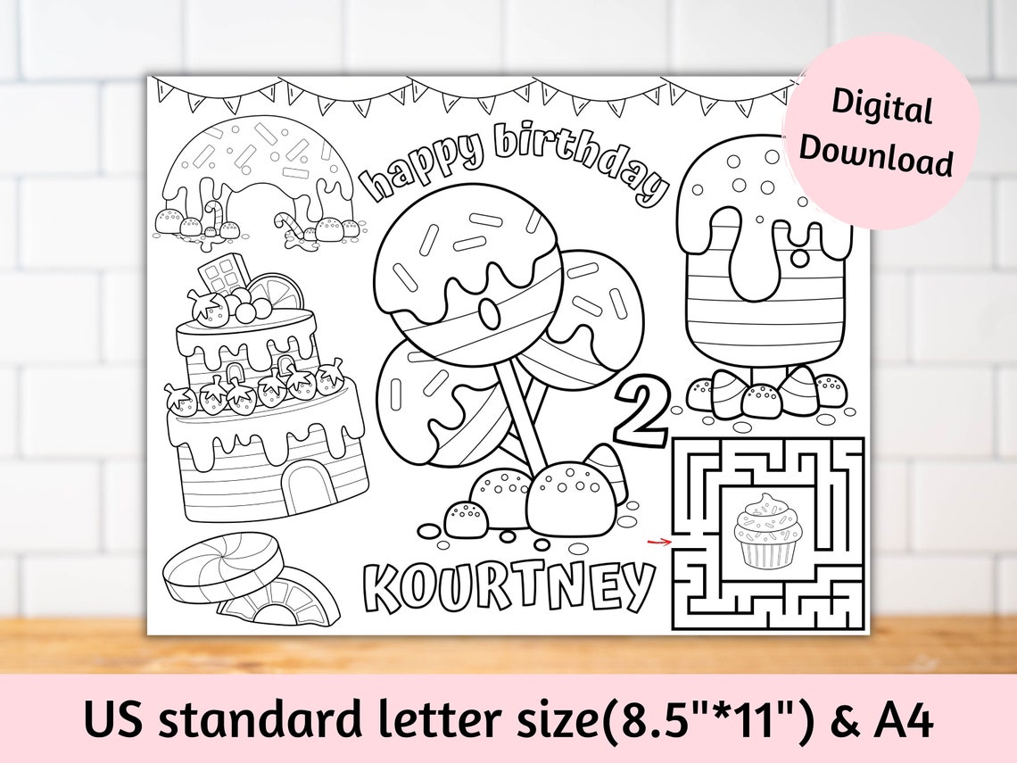 Personalized Candyland Activity Sheet, Candyland Placemats, Candyland ...