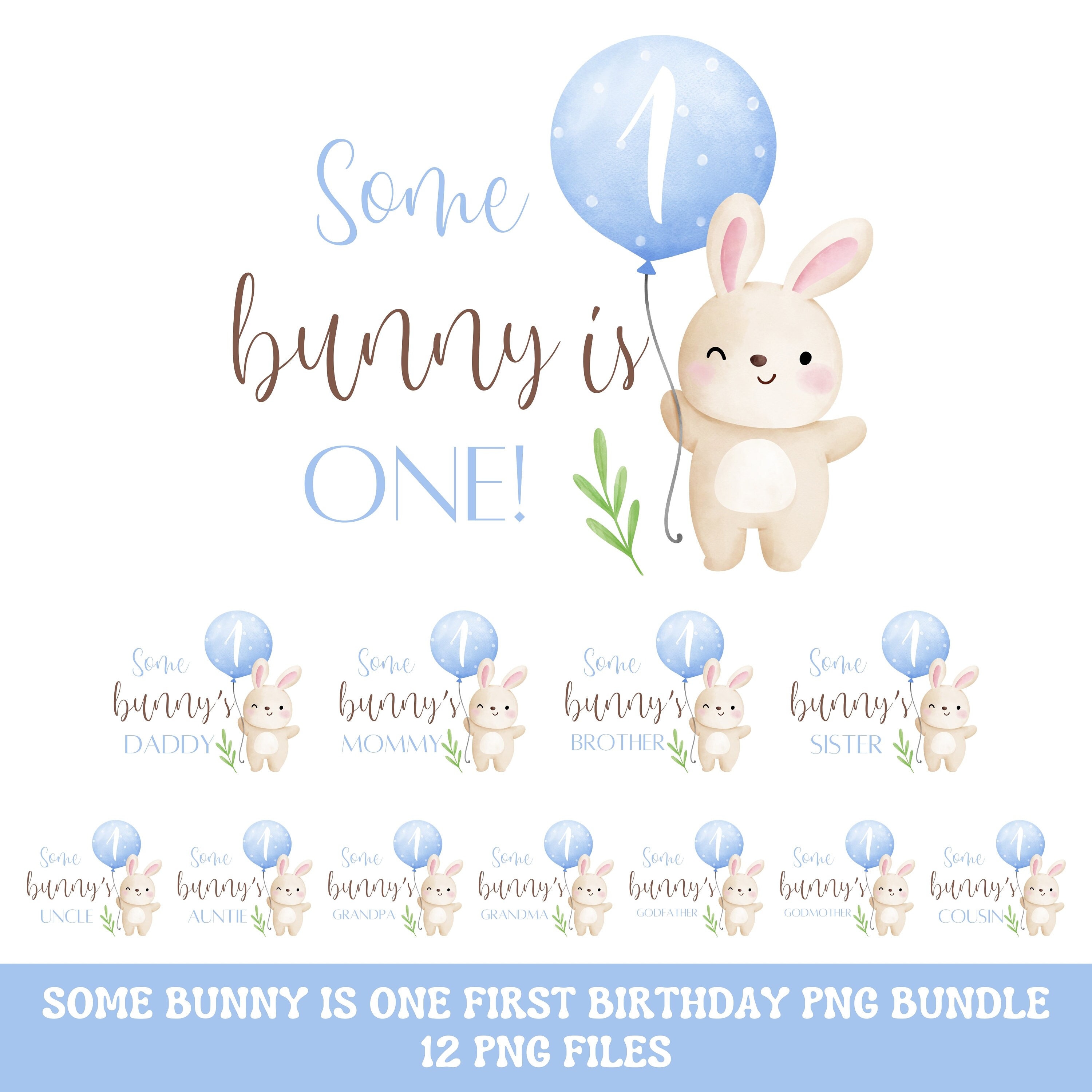 Some Bunny is ONE First Birthday PNG Shirts Iron on Transfer Bundle ...