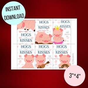 Printable Pig Valentine's Day Cards, School Classroom Valentine Cards ...