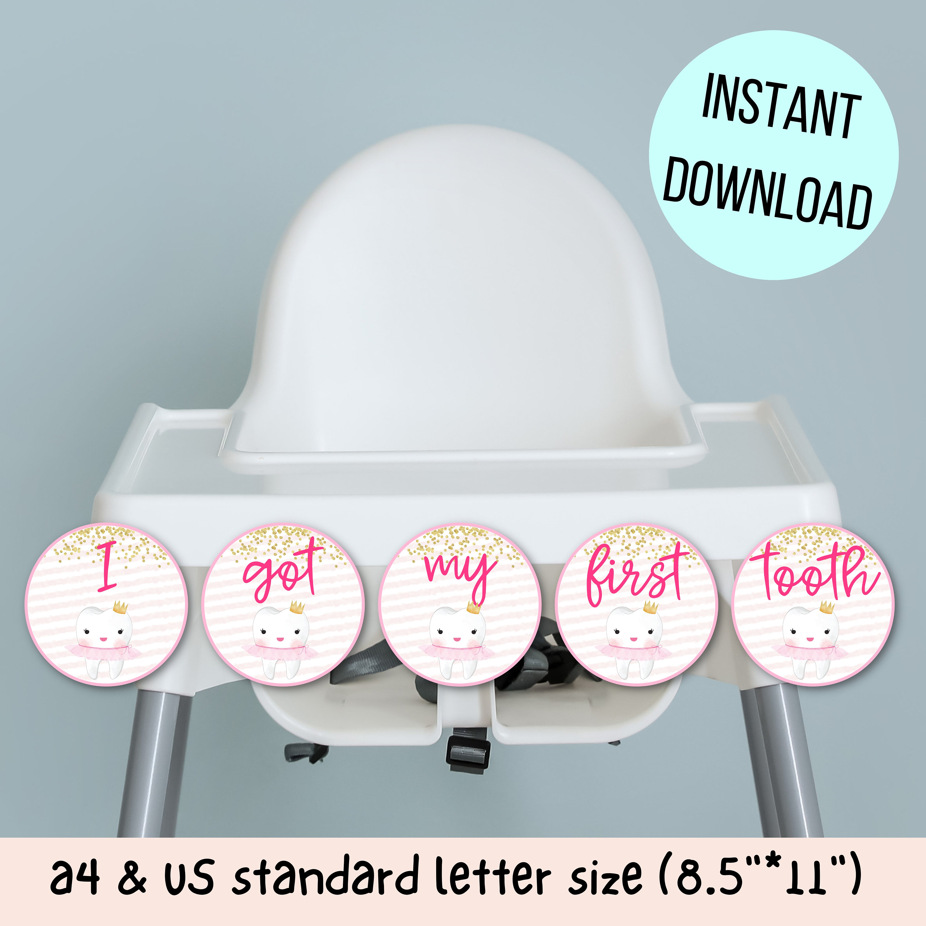 Printable First Tooth Banner, Pink Atam Hatik Baby's First Tooth Banner ...