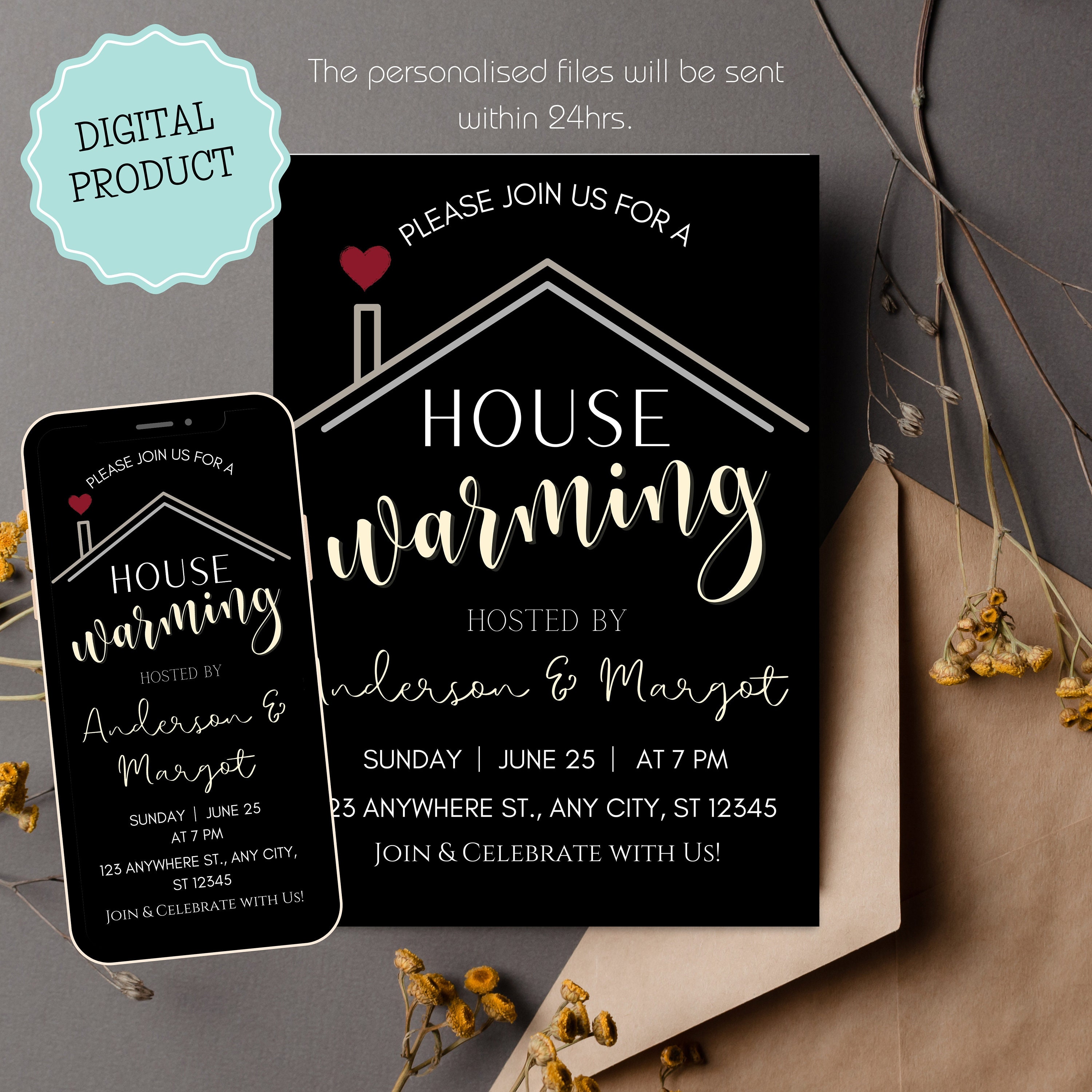 Personalized House Warming Invitation Minimalist House - Etsy