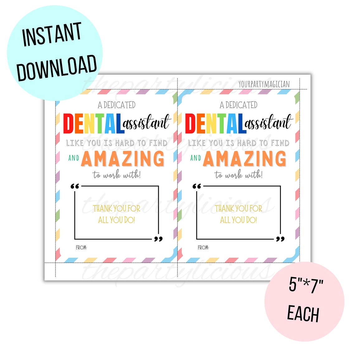 Printable Dental Assistant Week Cards, Happy Dental Assistant ...