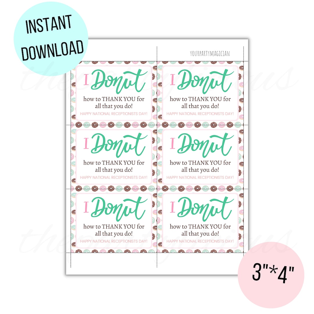 Printable Receptionist Squad Gift Tags, Thank You Cards for National ...