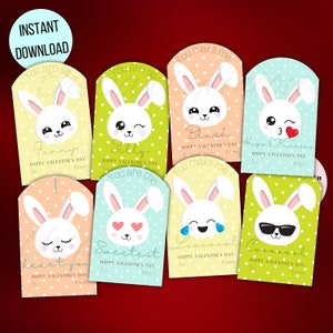 Printable Bunny Valentines Day Cards, Bunny Valentine Cards for School ...