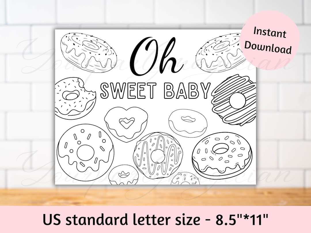 Oh Sweet Donut Baby Shower Kids Activity Sheet, Donut Baby Shower ...