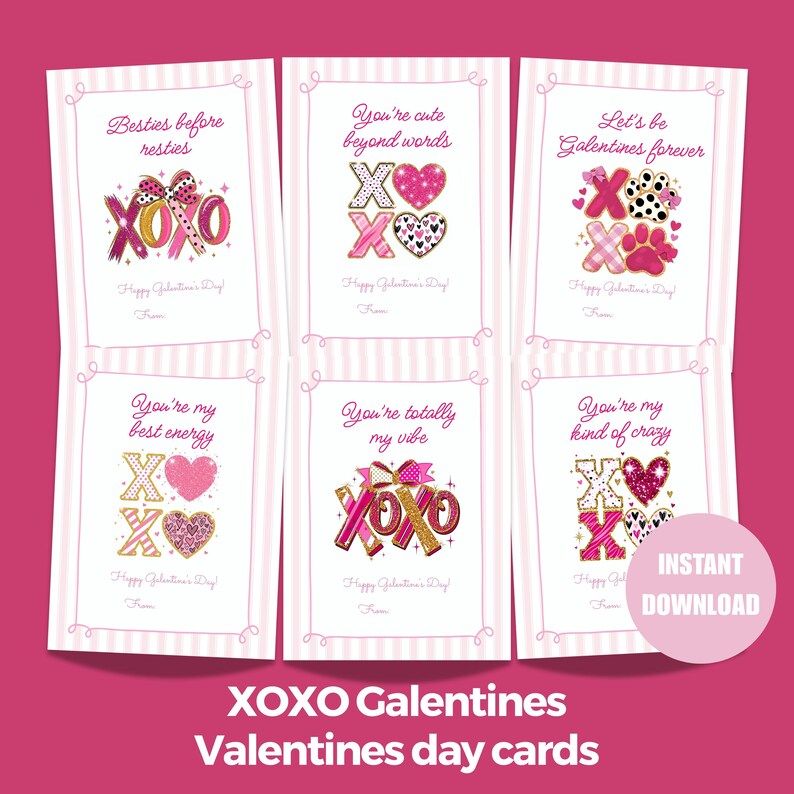 XOXO Girls Valentine's Day Cards for School, Girl Besties Girly Teens ...
