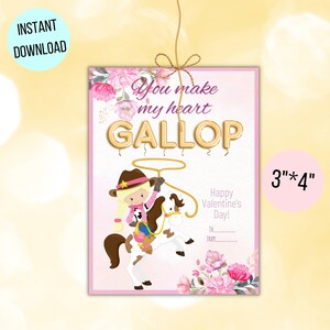 Printable Horse Kids Valentines Day Cards, Horse Valentines Cards ...