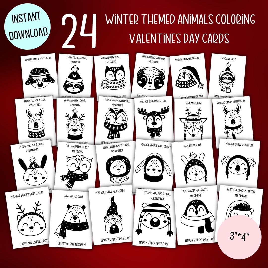 Kids Classroom School Valentines Day Cards, Preschool Animals ...