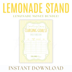 Printable Lemonade Stand Kit for Kids – Money Bundle | Goal Setting ...