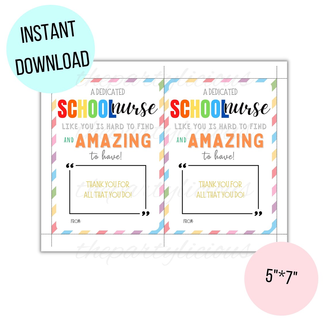 Printable School Nurse Gift Tags, School Nurse Appreciation Week Card ...